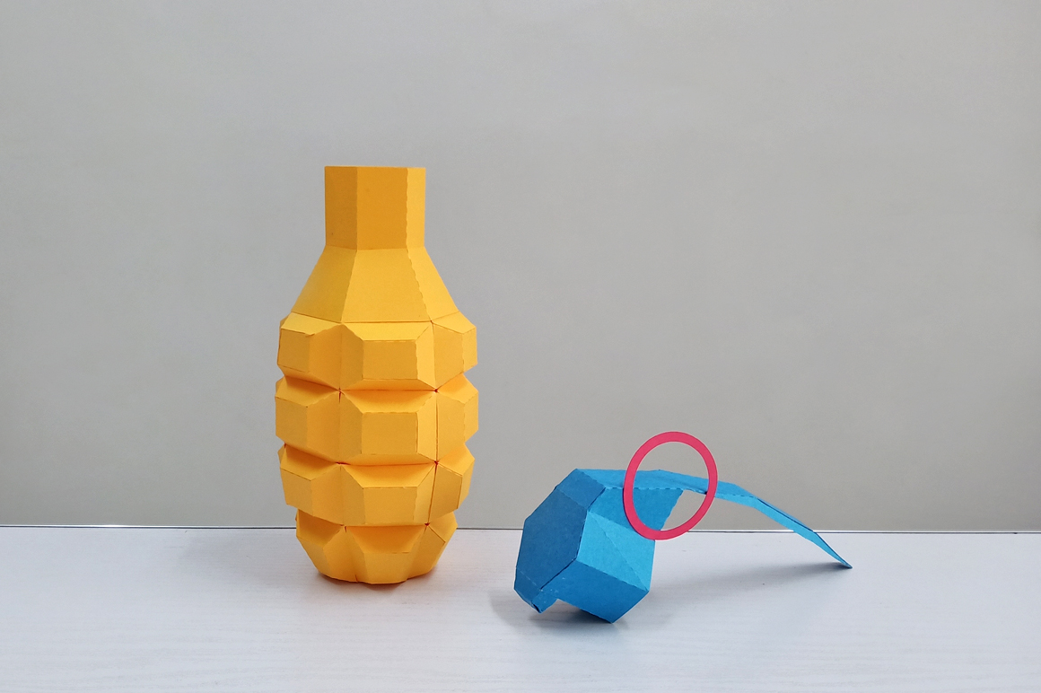 DIY Hand Grenade Favor - 3d papercraft