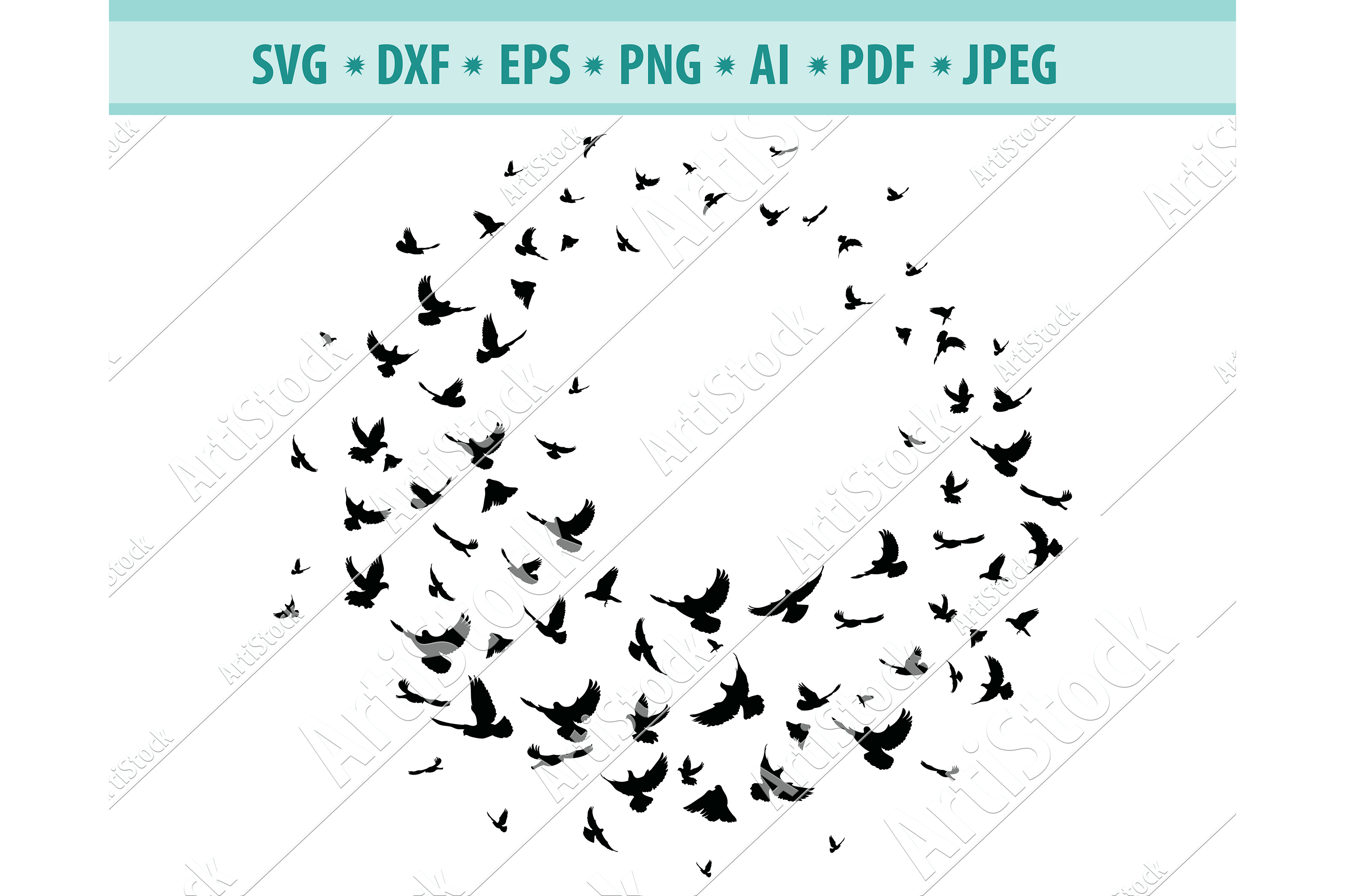 Flock of Birds SVG, Flying birds Svg, Animal Dxf, Png, Eps (435160 ...