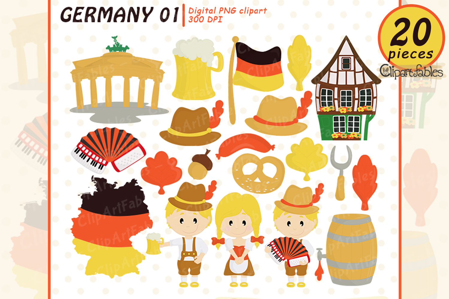 GERMANY clip art, OCTOBERFEST clipart, Travel art - INSTANT (149425 ...