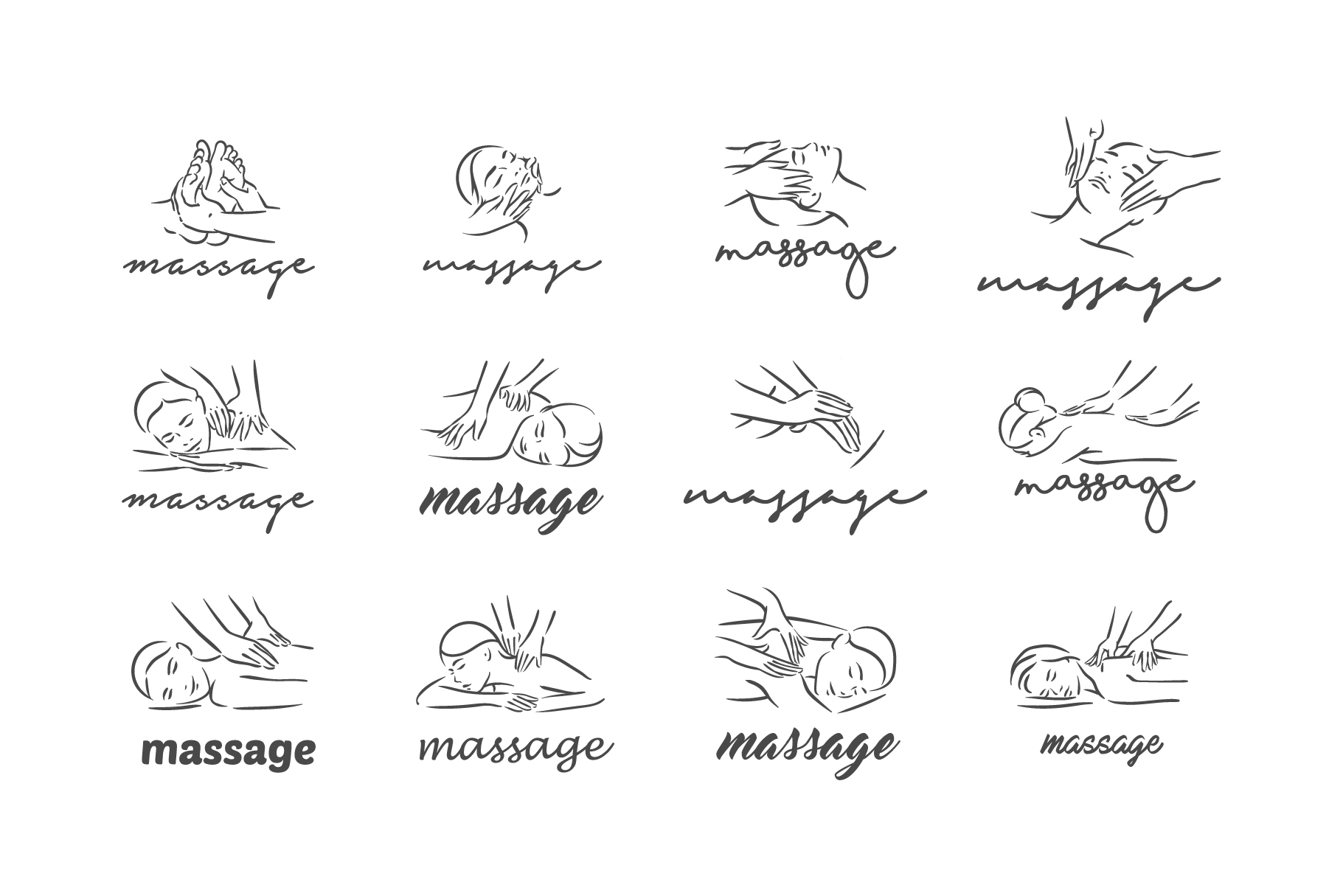 Massage body relax vector illustration set
