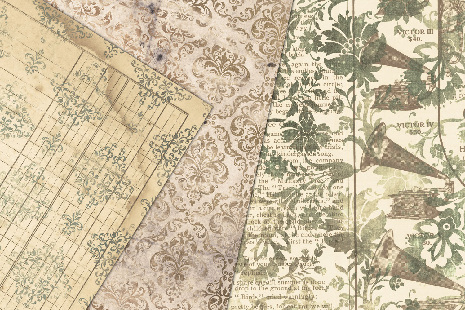 Sepia Ephemera Digital Paper