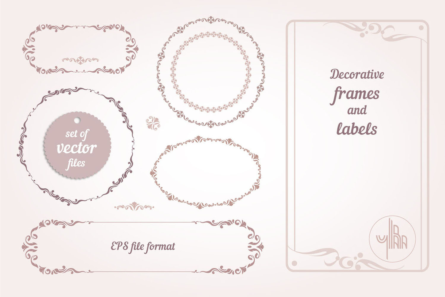 Vintage labels, frames and borders, Vector clip art set