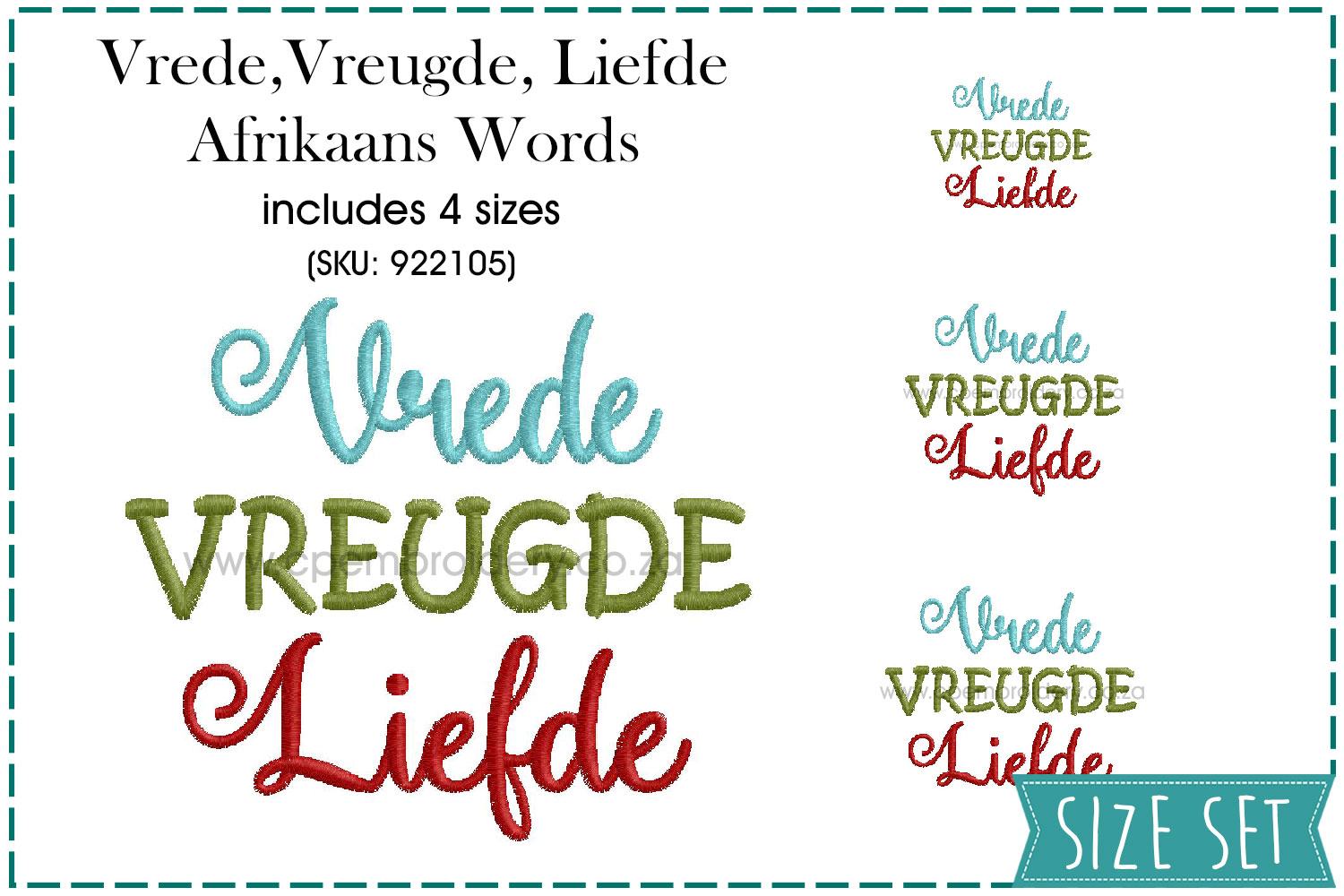 Afrikaans Words Embroidery Design