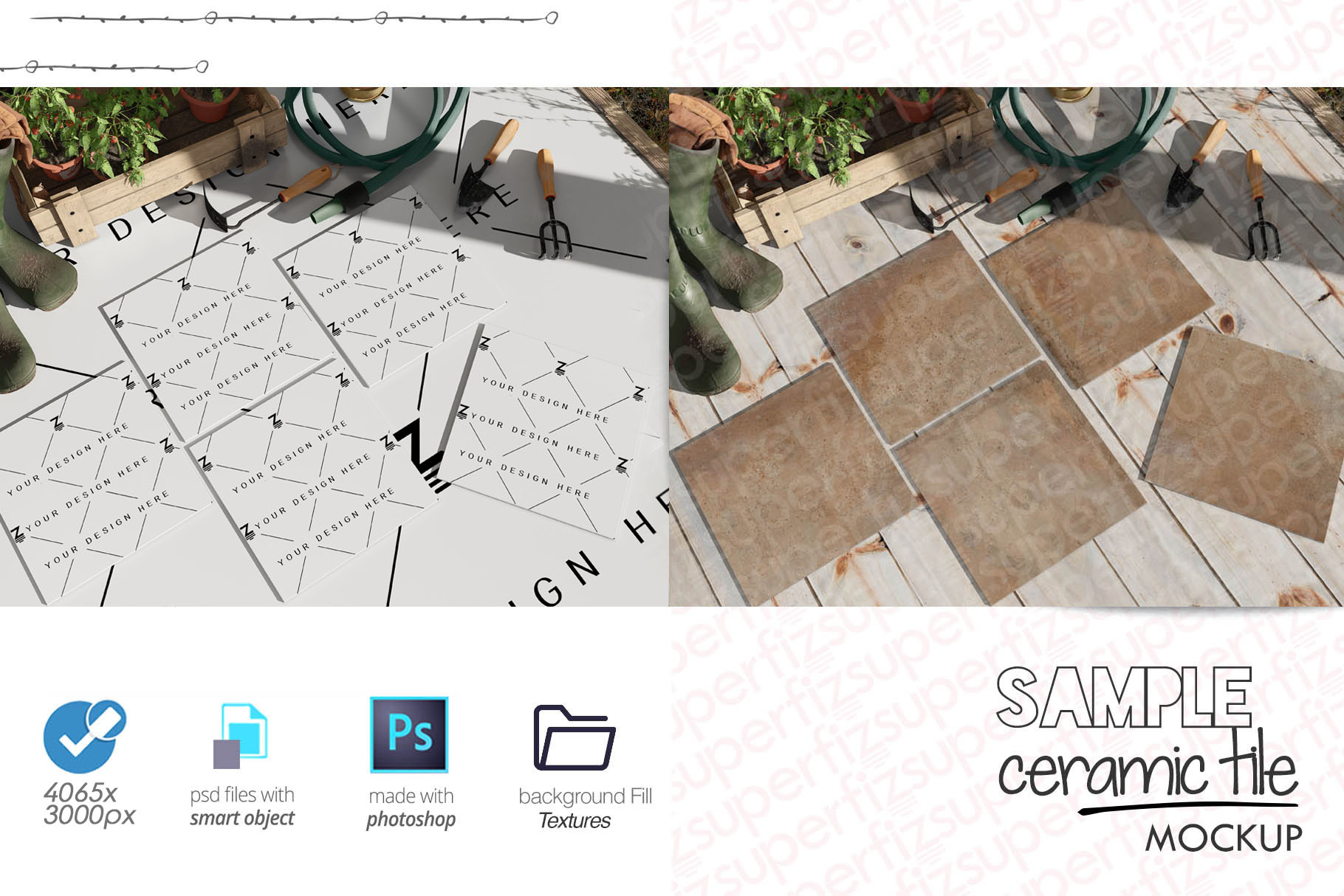 Sample Ceramic Tile Mockup PSD SM94Q