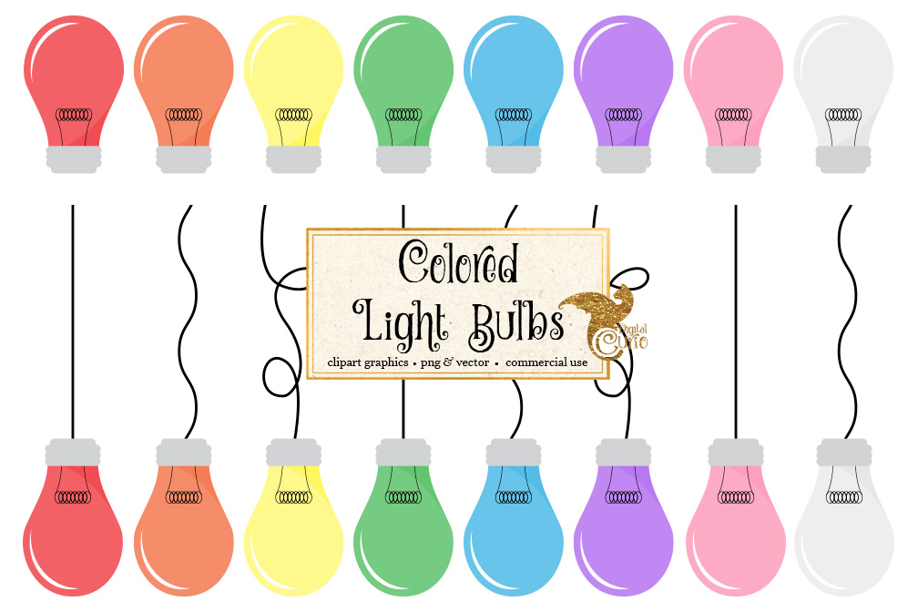 Colorful Light Bulb Vector Clipart (89681) | Illustrations | Design Bundles