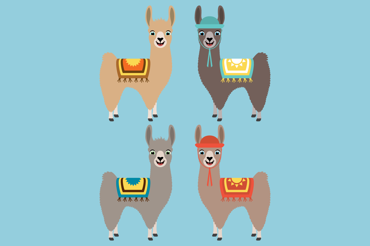 Cute Llama Clipart Bundle, Fun Cacti, PNG, JPEG, EPS (378953 ...