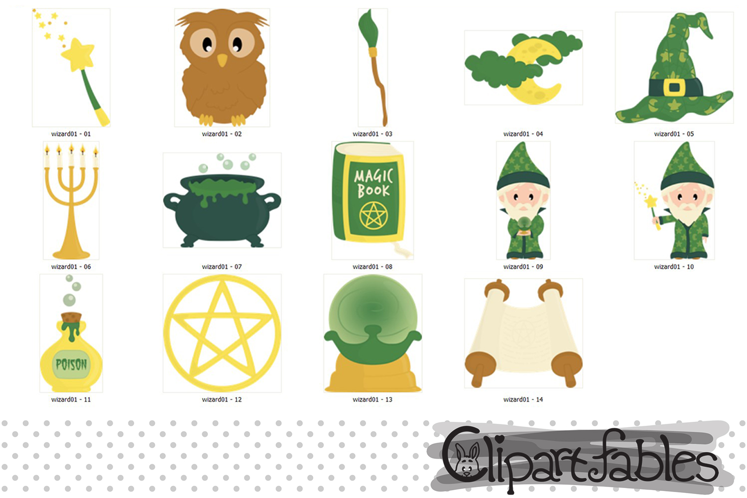 WIZARD clipart, Cute magic clip art set, Magic party decor (268730 ...