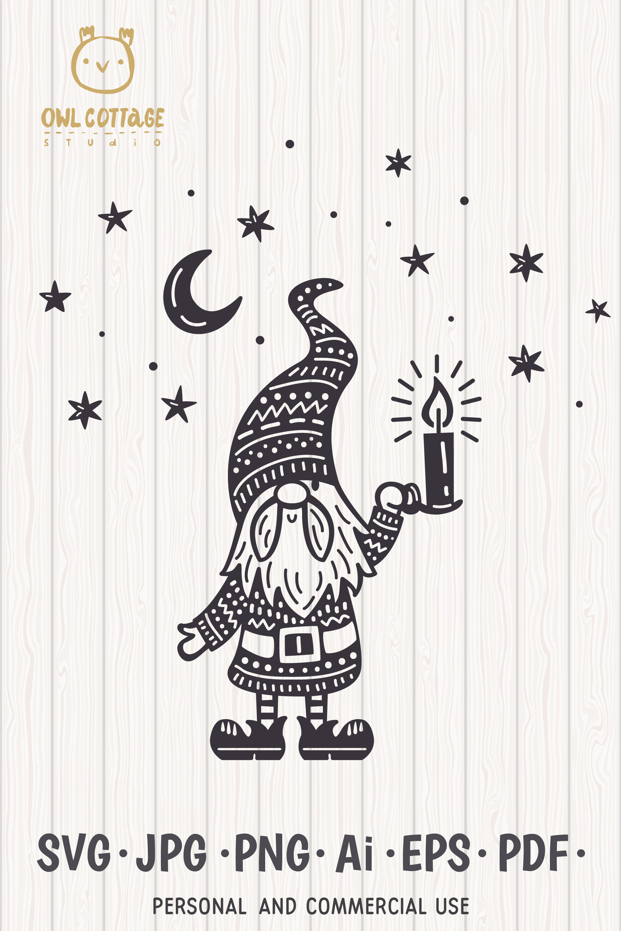 Scandinavian Gnomes SVG, Good Night Gnome with Lantern, Tomt