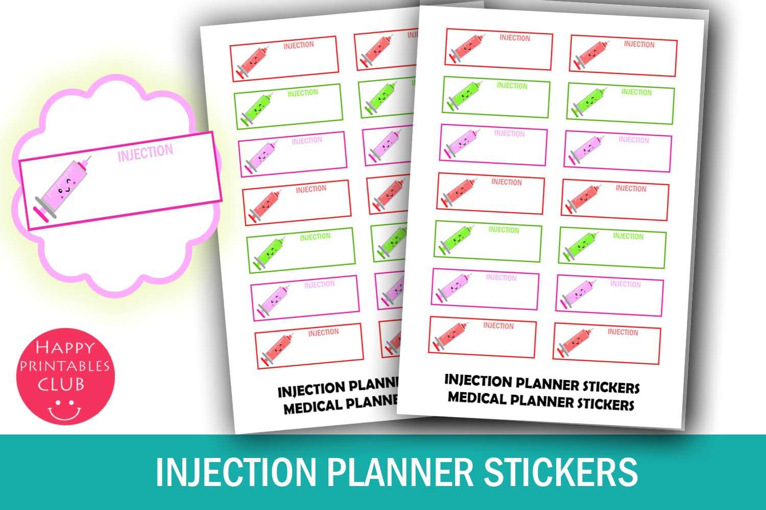 Injection Reminder Planner Stickers- Syringe/Shot Reminder