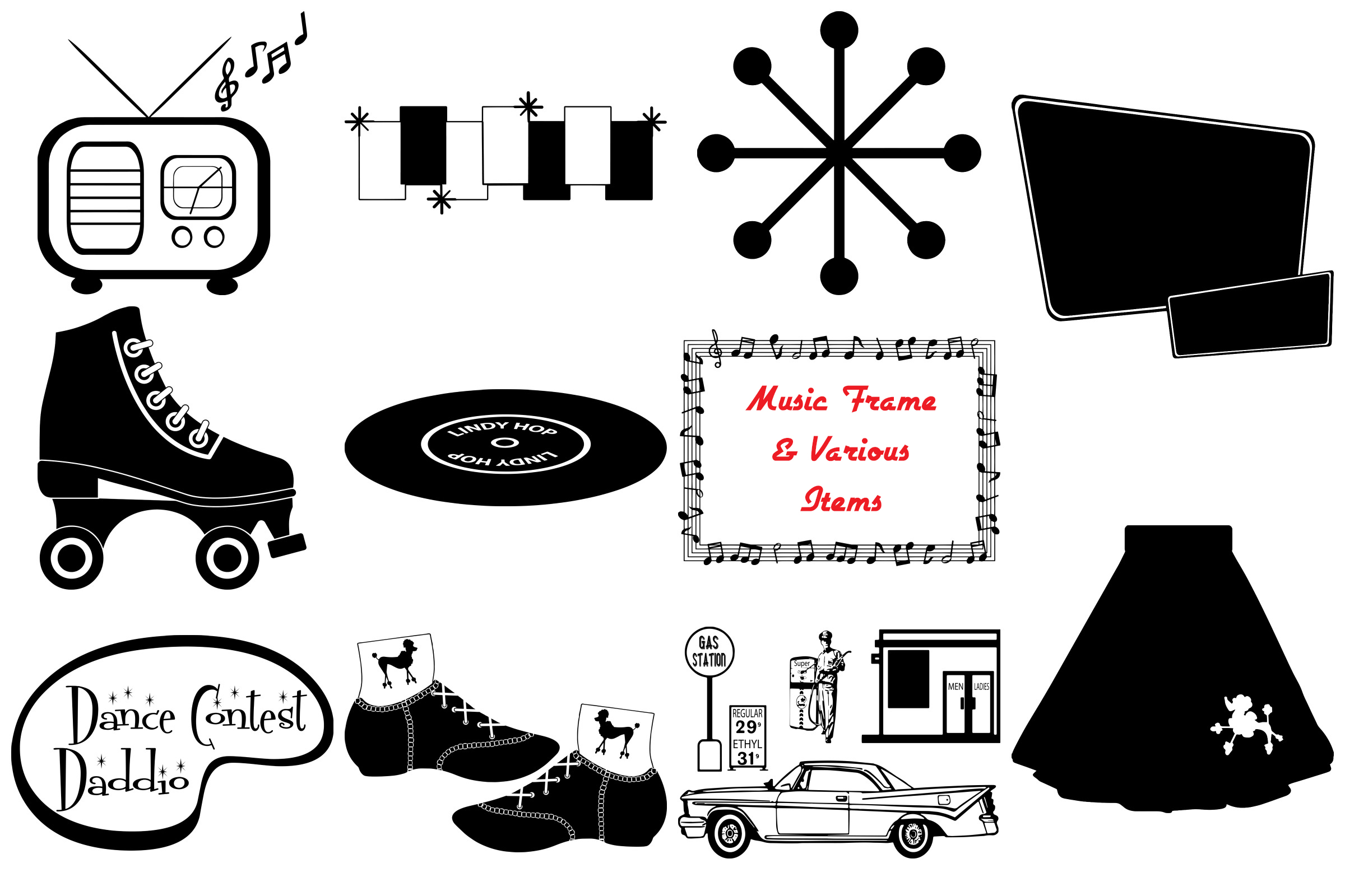 Retro 1950s Life and Party Vector AI EPS PNG
