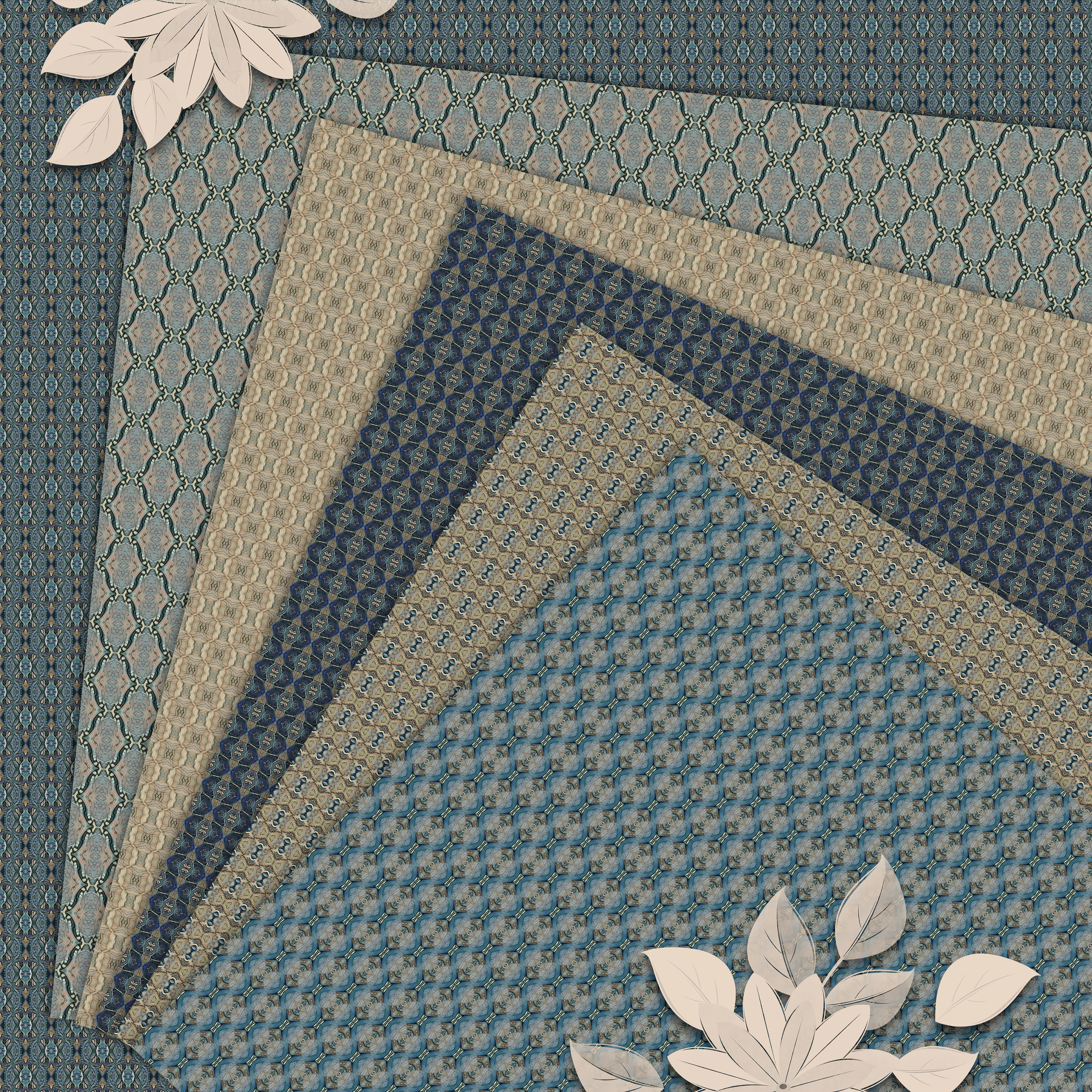 Old vintage blue-beige masculine Scrapbook Paper