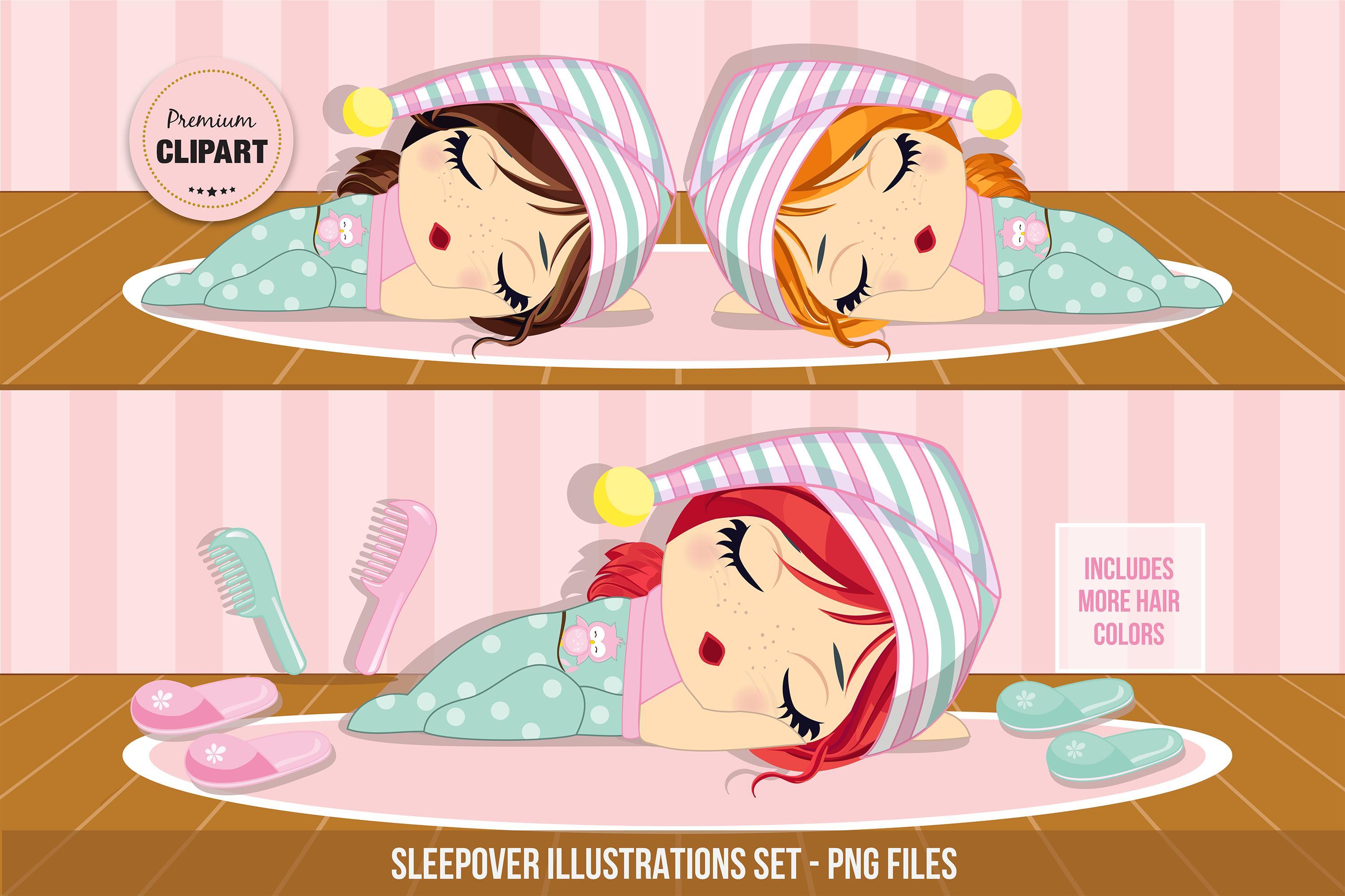 Sleepover graphics, Pyjamas clipart (278548) | Illustrations | Design ...