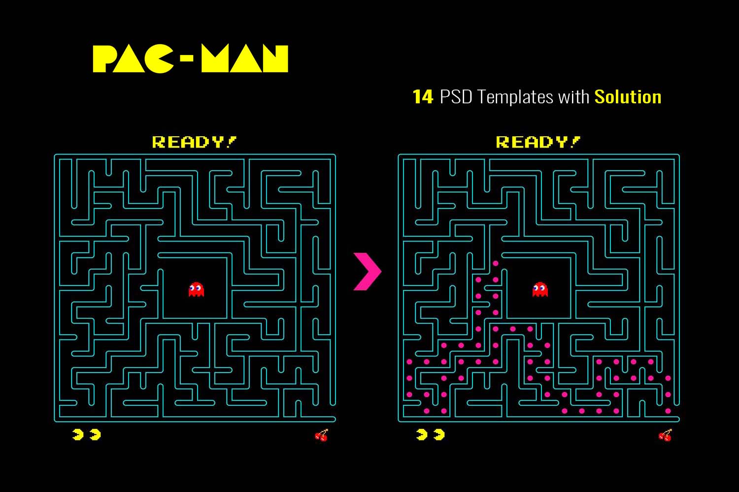 14 PACMAN Games - PSD Templates with Solution