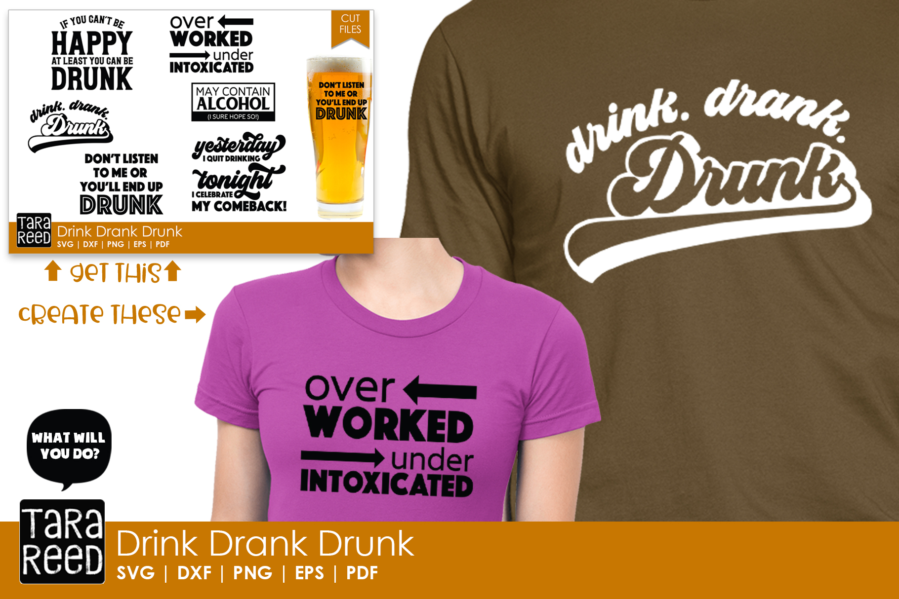 Drink Drank Drunk - Alcohol Humor SVG and Cut Files (318502) | Cut ...