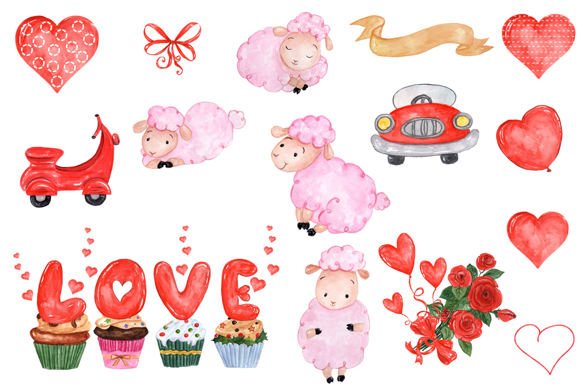 Valentine's Day Cute sheep clipart