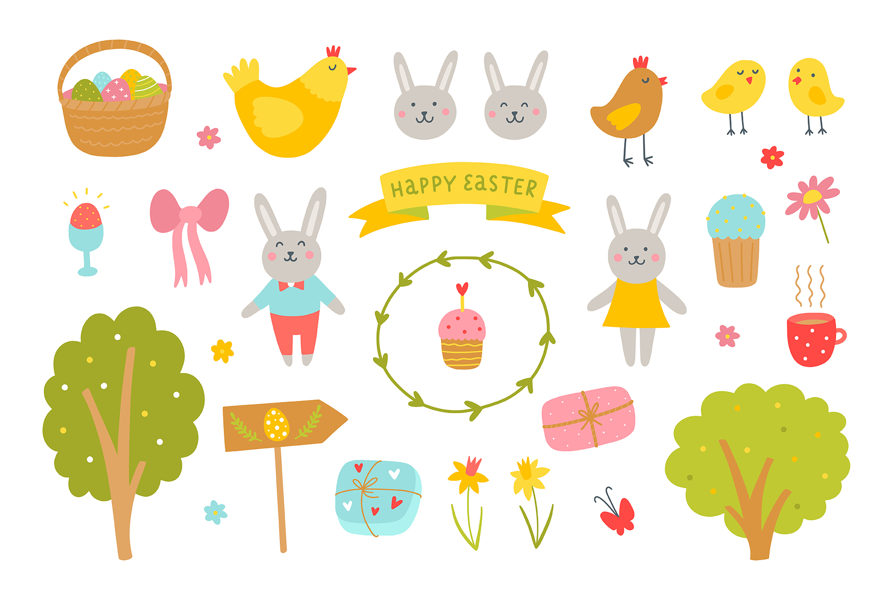 Happy Easter Illustrations (233474) | Illustrations | Design Bundles