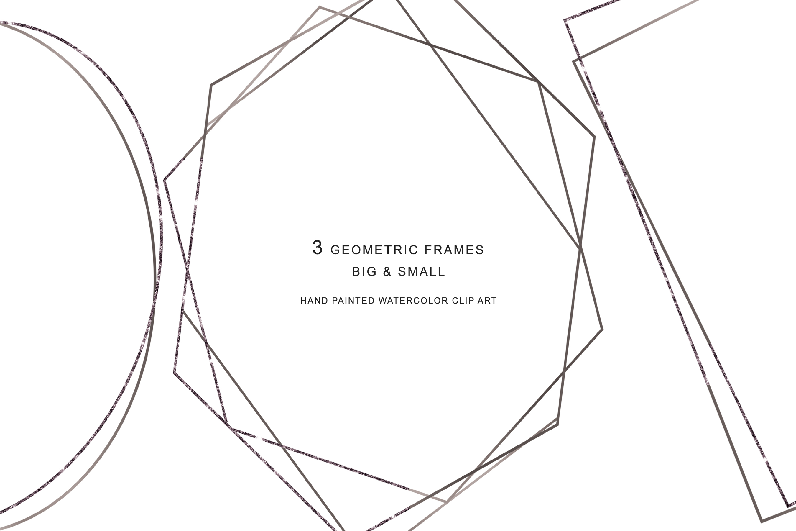 Silver Geometric Frames Watercolor Flowers Clipart (107330 ...