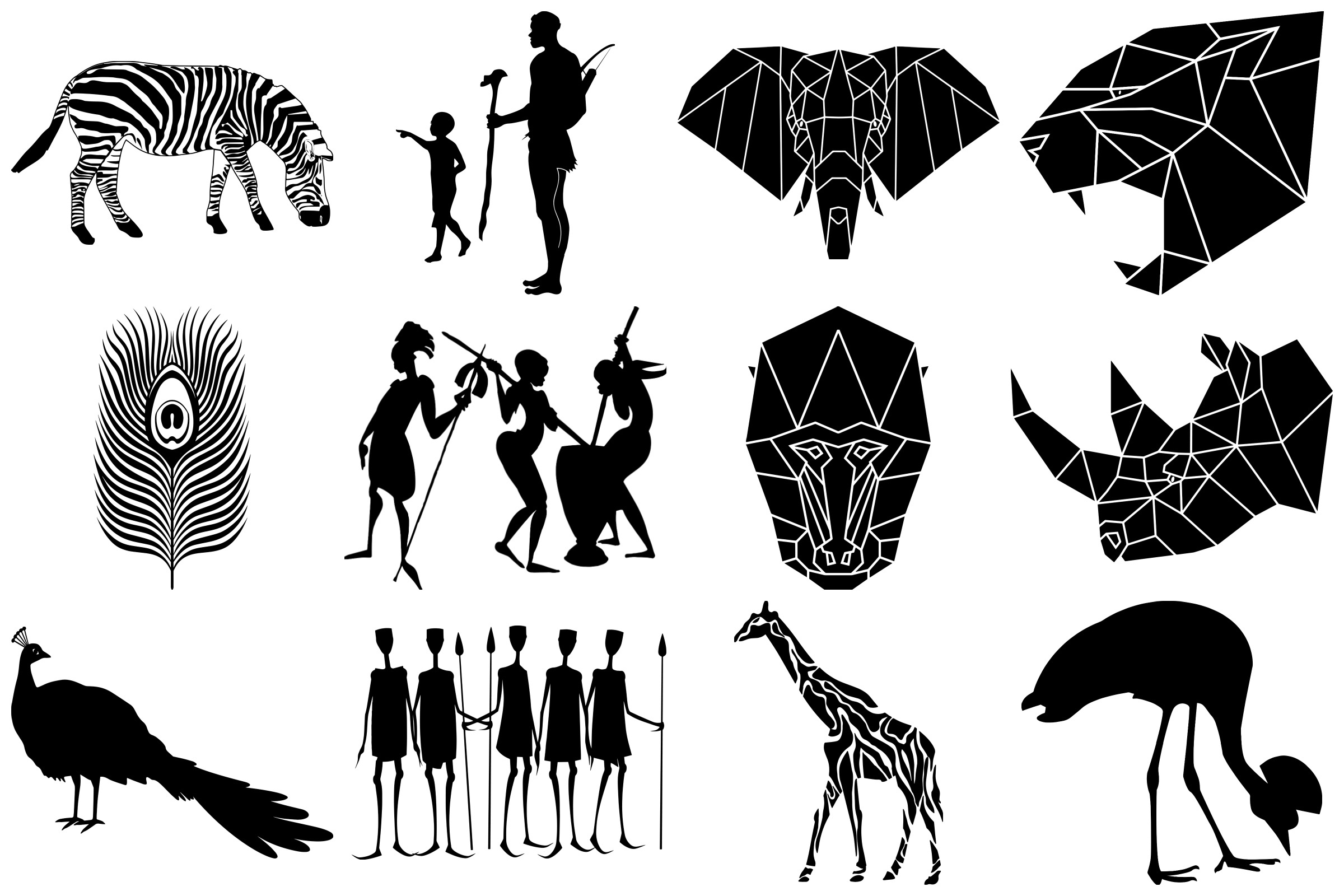 African & Ethnic Silhouettes AI EPS PNG (281059) | Illustrations ...