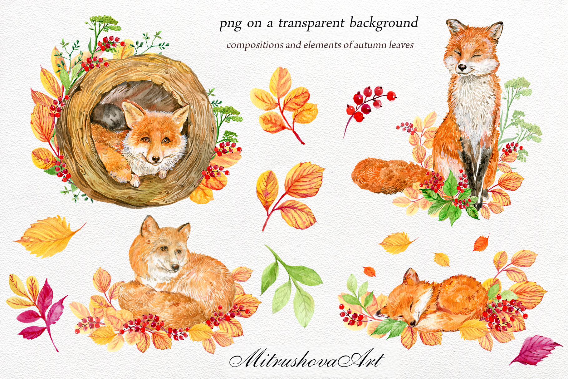 Foxes.Animals Clip art .Watercolor painting. baby Fox, (156608 ...