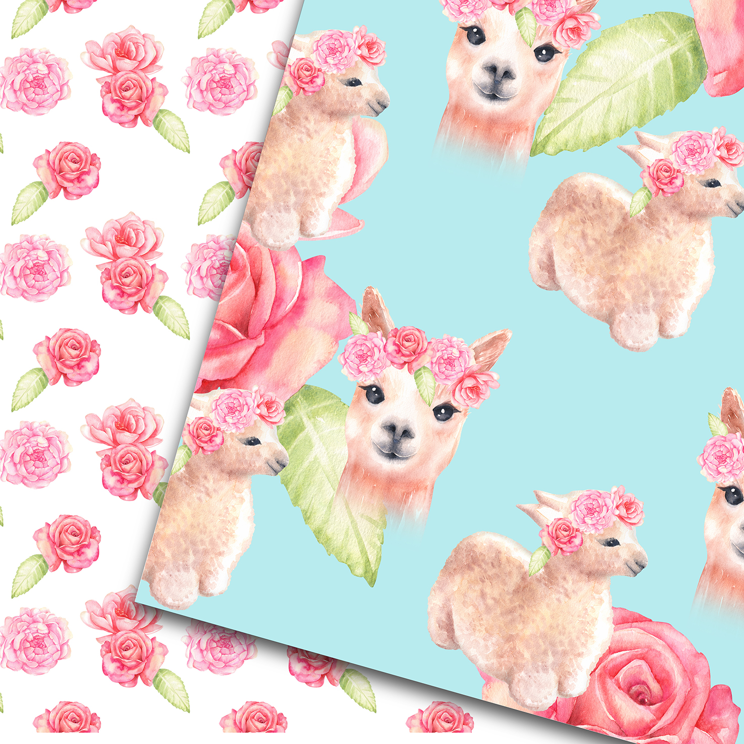 Llama digital paper pack (200277) | Patterns | Design Bundles