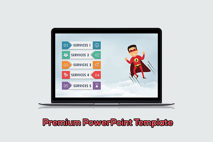 Male Superhero Cartoon PowerPoint Template