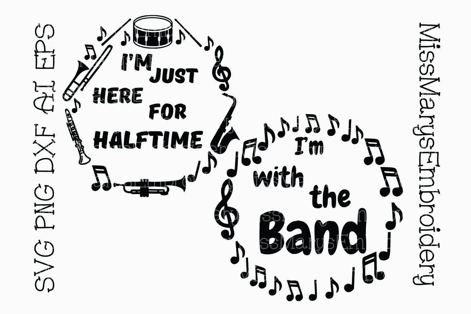 Marching Band Musical Monogram Frames SVG Cutting File PNG DXF AI EPS ...