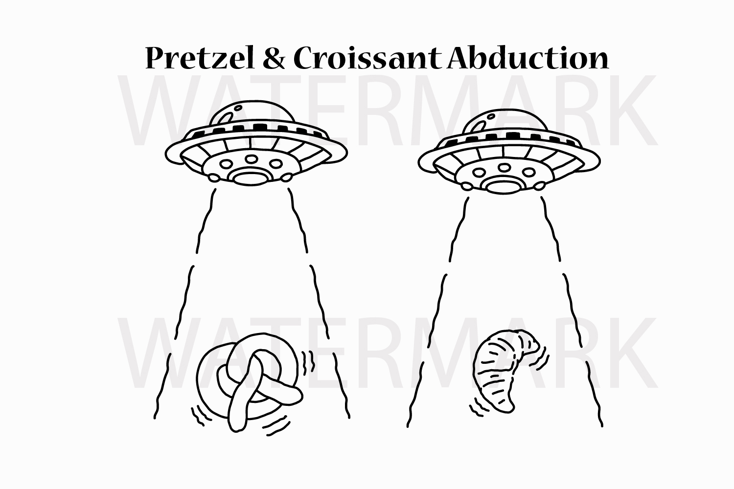 UFO Abduction - SVG/JPG/PNG Hand Drawing