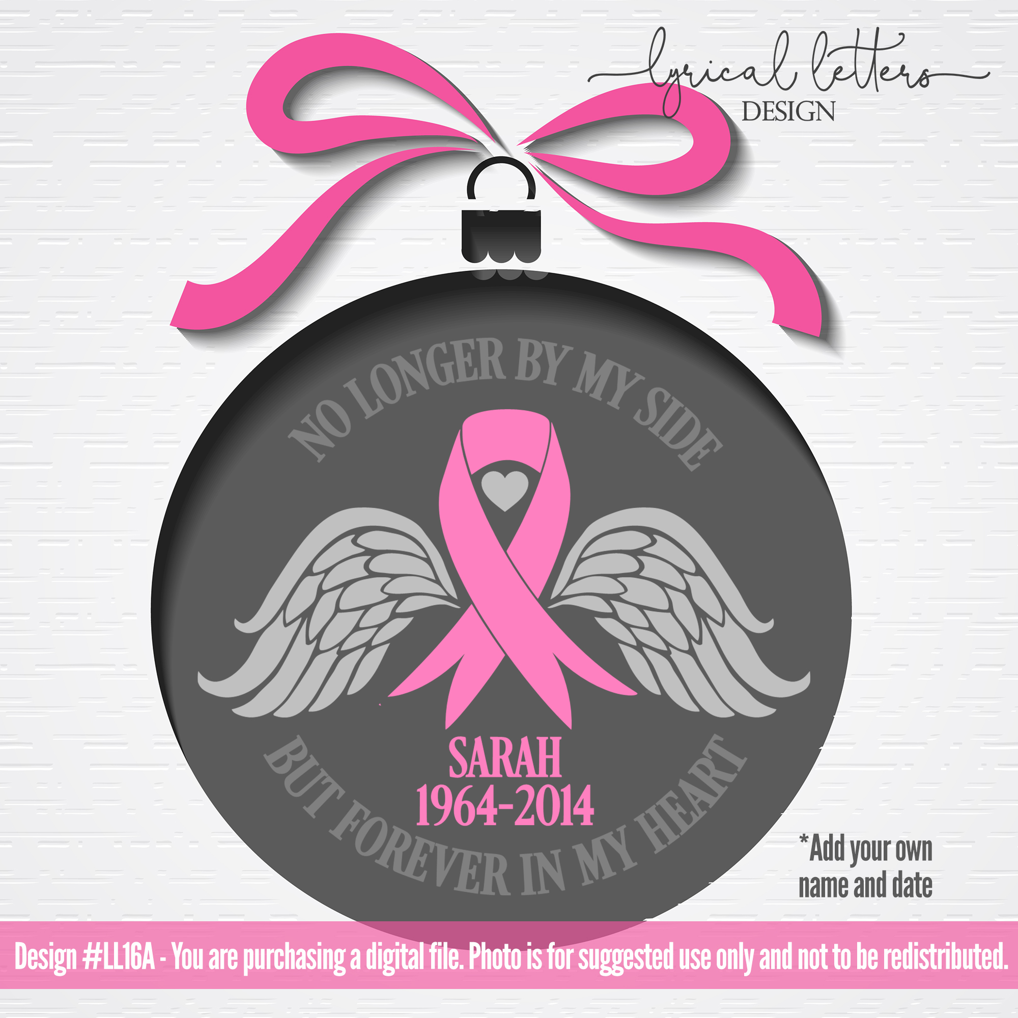 Cancer Memorial Pink Ribbon SVG DXF Cut File LL166A