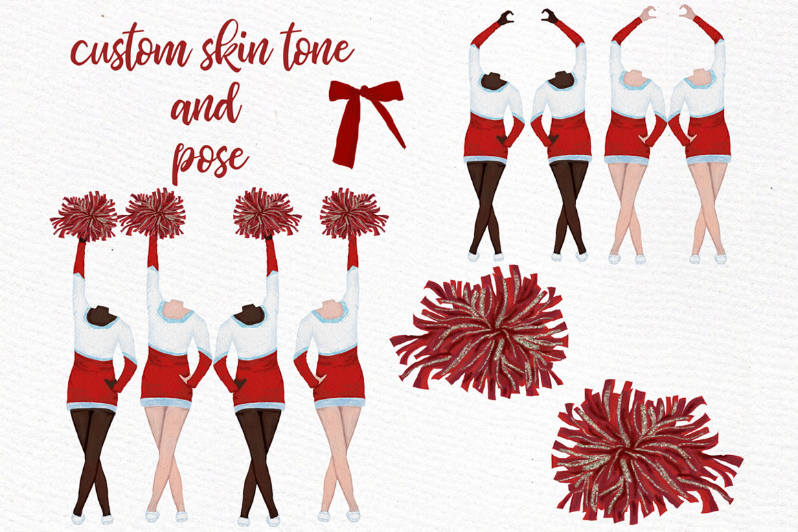 Cheerleaders Clipart Watercolor Girls Clipart Sport clipart (284594 ...