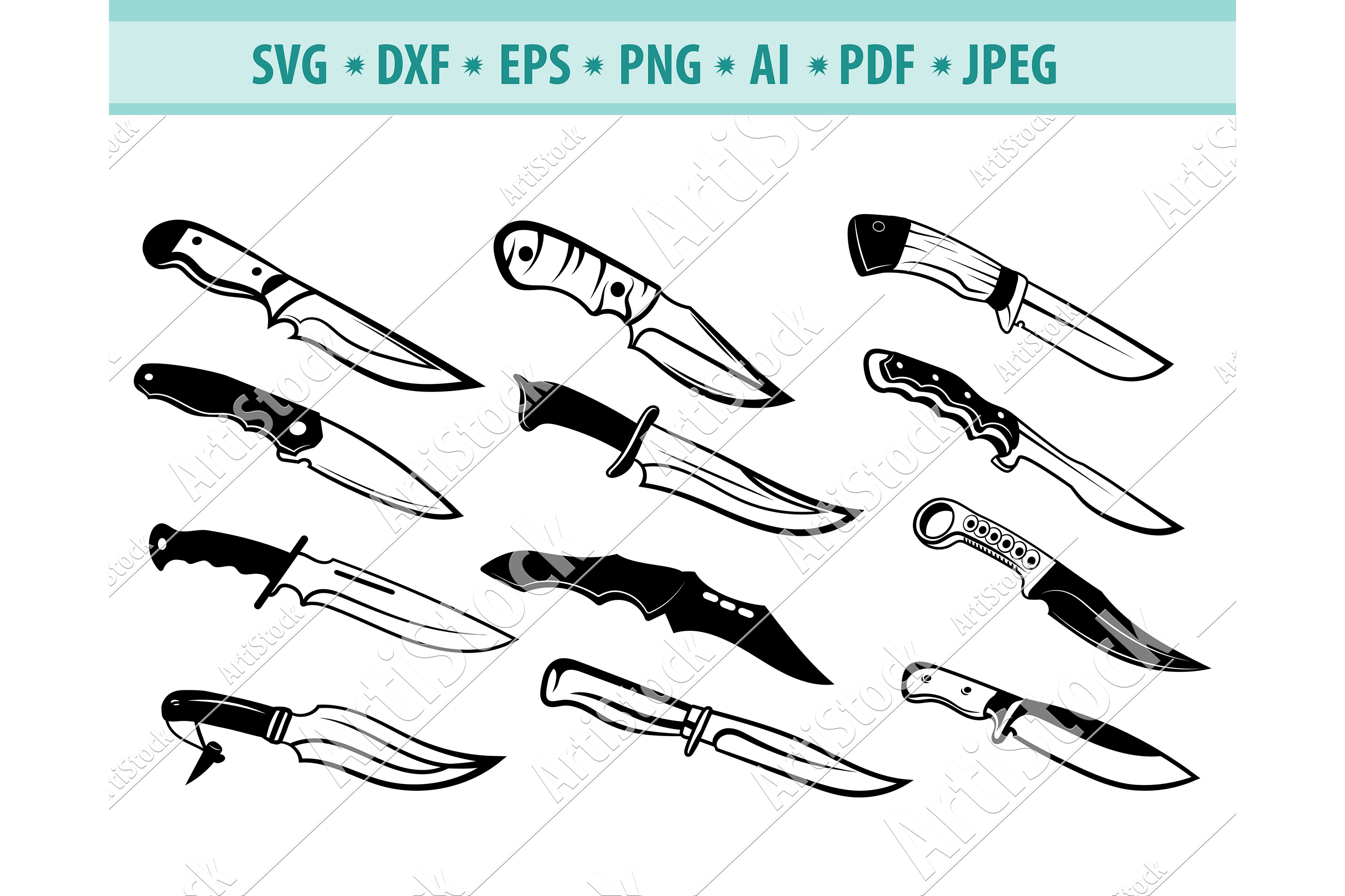 KNIFE SVG, Weapon svg, Knife clipart, Arm svg, Dxf, Png, Eps (413129 ...