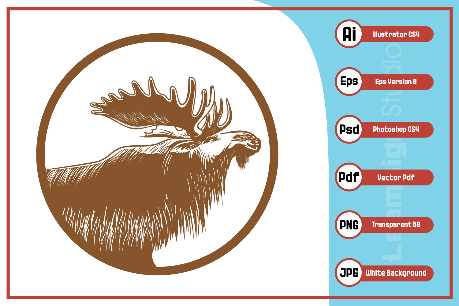 Realistic moose head logo - vector illustration