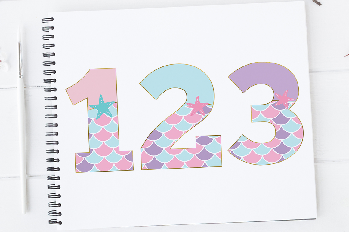 Mermaid Numbers, Mermaid Numbers Clipart, Numbers Clipart, Mermaid ...