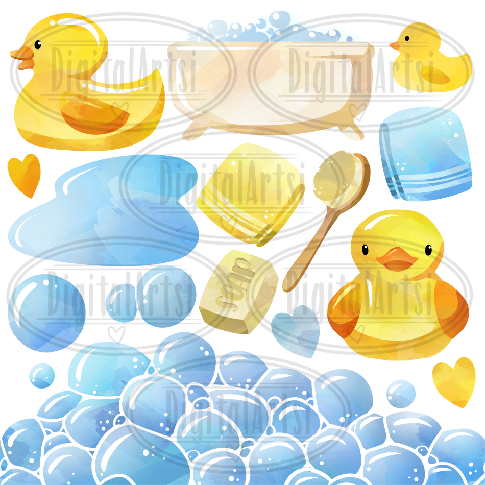 Watercolor Rubber Ducks Clipart (193143) | Illustrations | Design Bundles