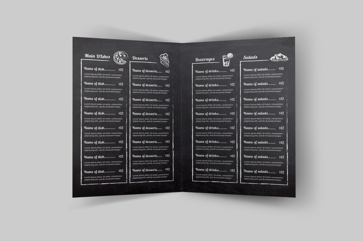 Food Menu Bi-Fold Brochure