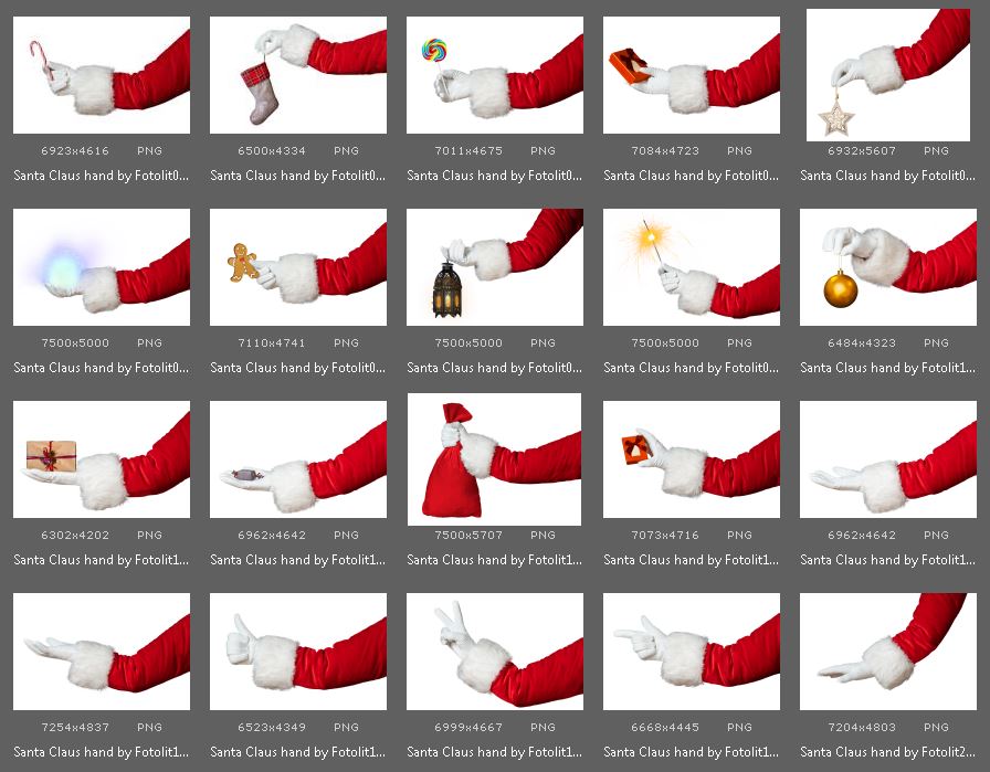 35 Santa Claus Hand Overlays (405298) | People | Design Bundles
