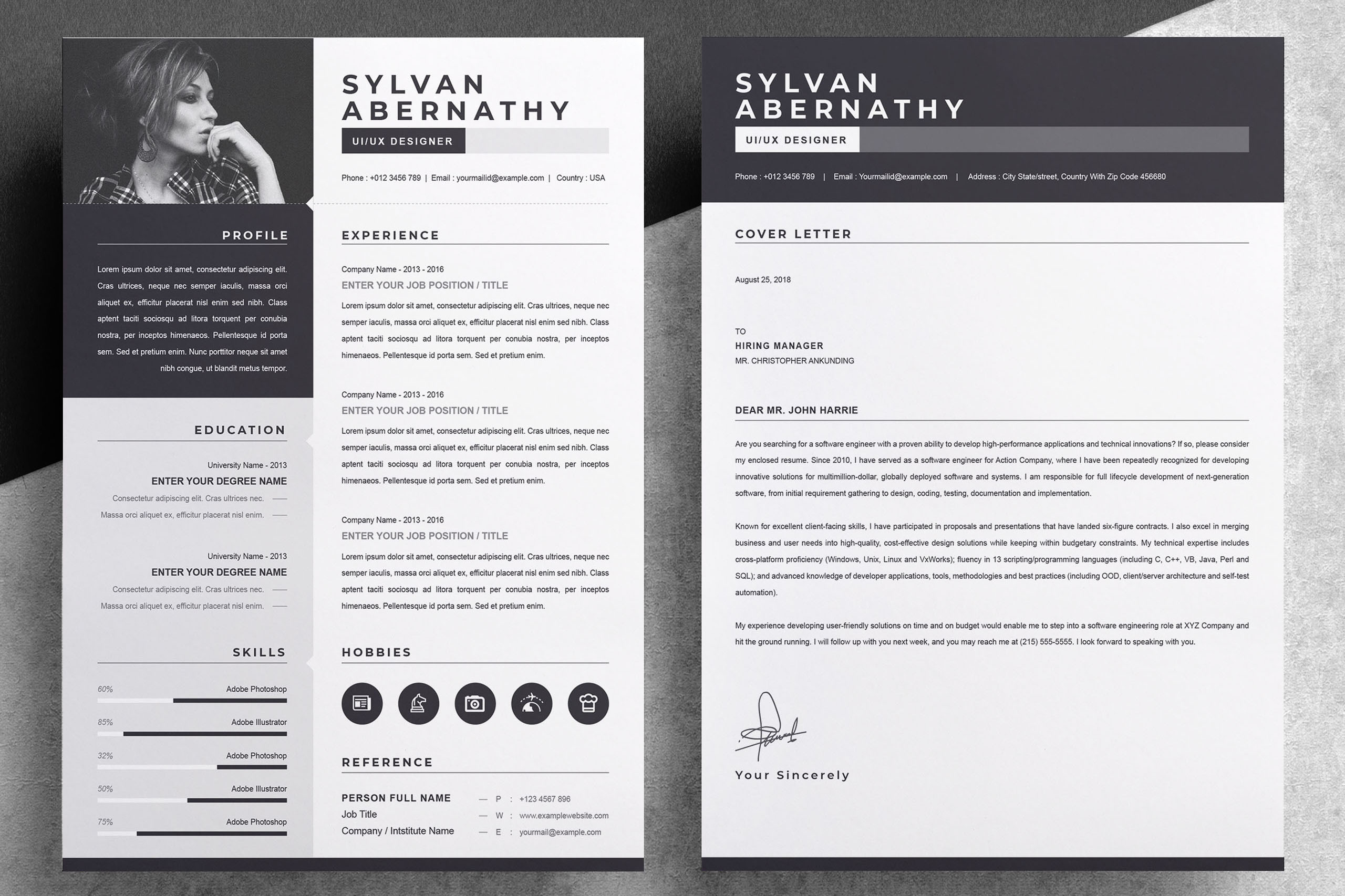 One Page Resume / CV Template