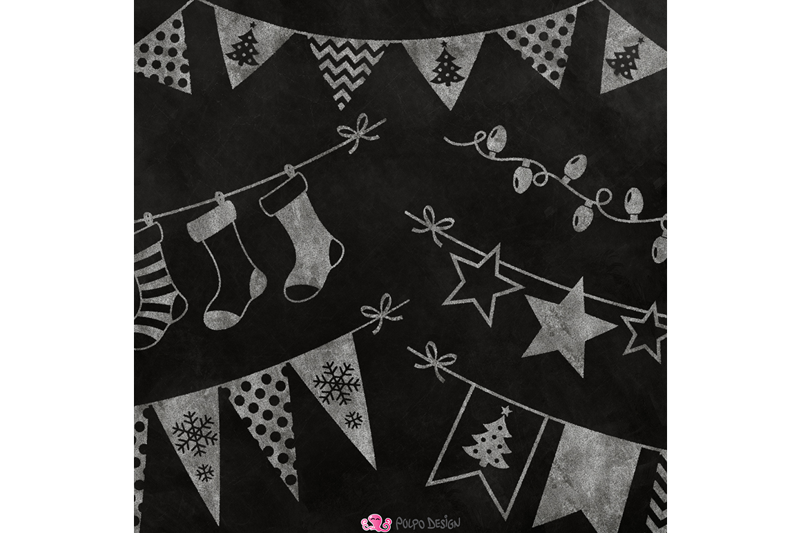 Chalkboard Christmas Bunting banners clipart