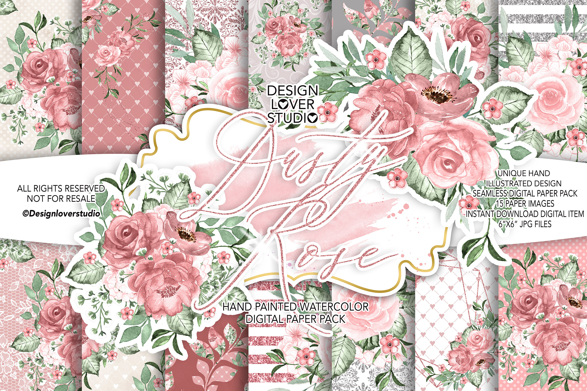 Dusty Rose digital paper pack
