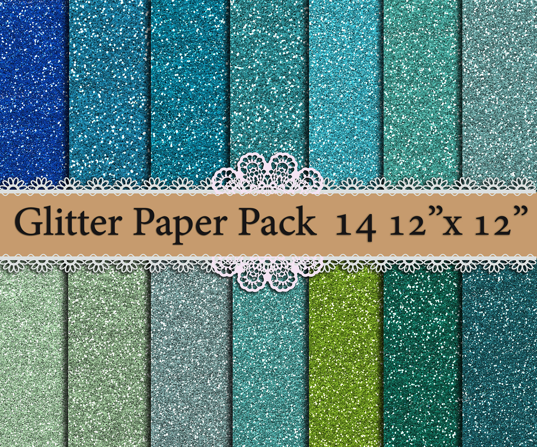 Mint Glitter digital paper (30794) | Backgrounds | Design Bundles