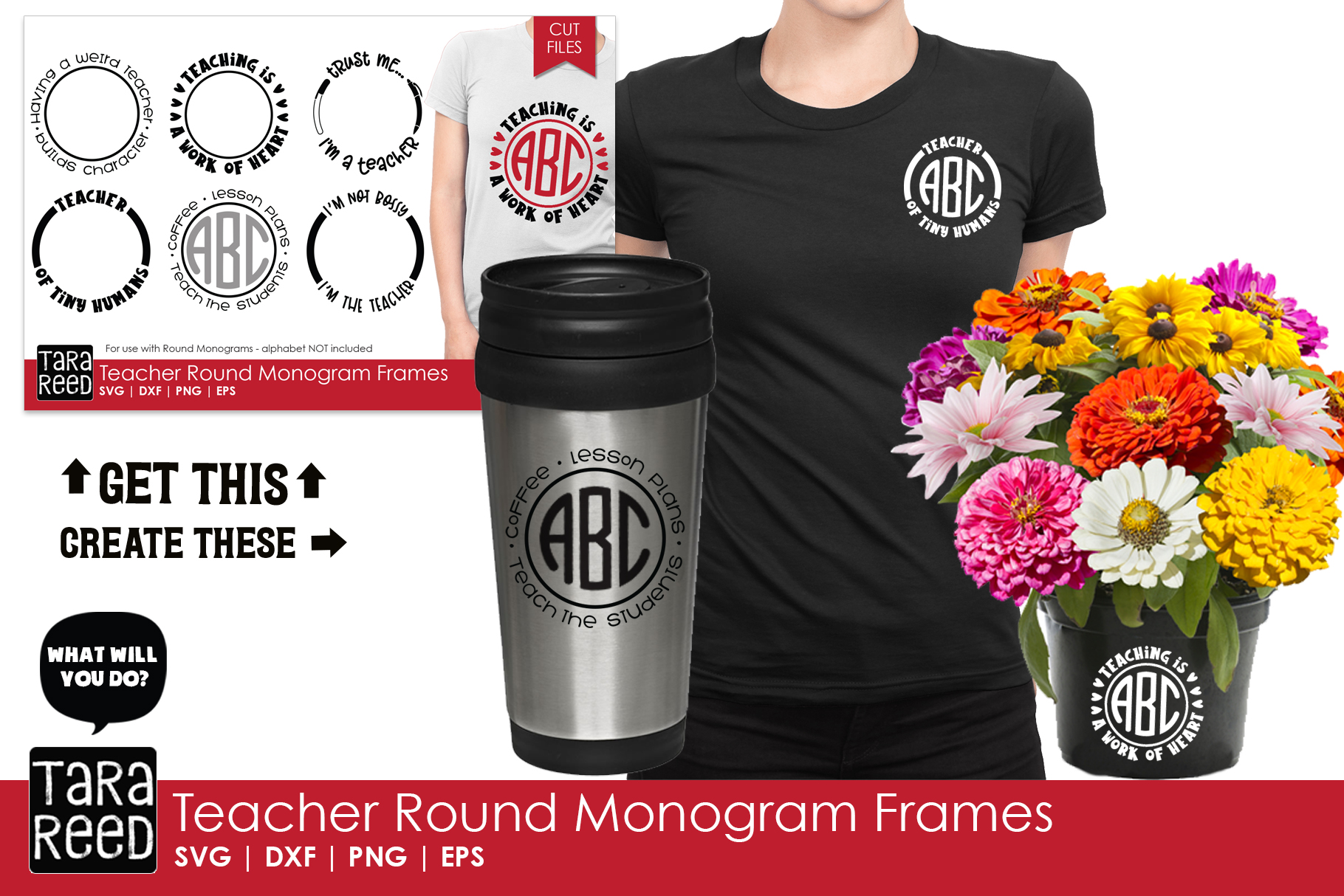 Teacher Round Monogram Frames - SVG and Cut Files (252549) | Cut Files ...