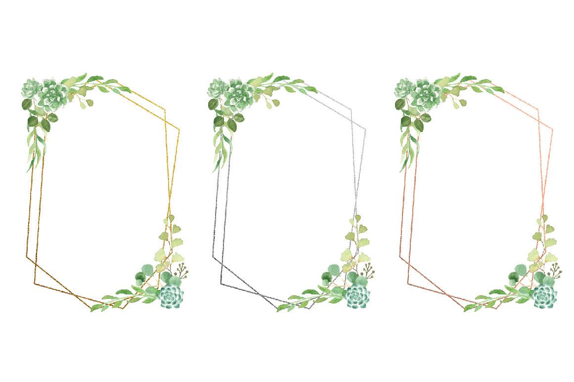 Watercolor Floral Geometric Frames