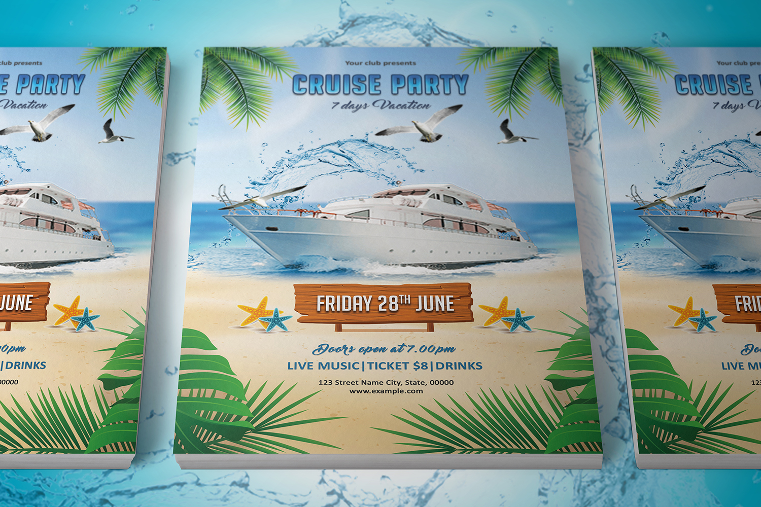 Cruise Party Flyer , Photoshop Template