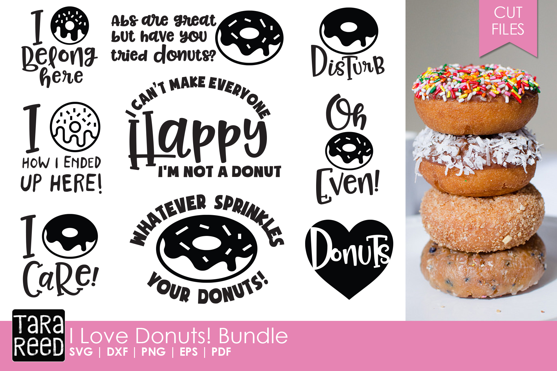 I Love Donuts Bundle (88734) | Cut Files | Design Bundles