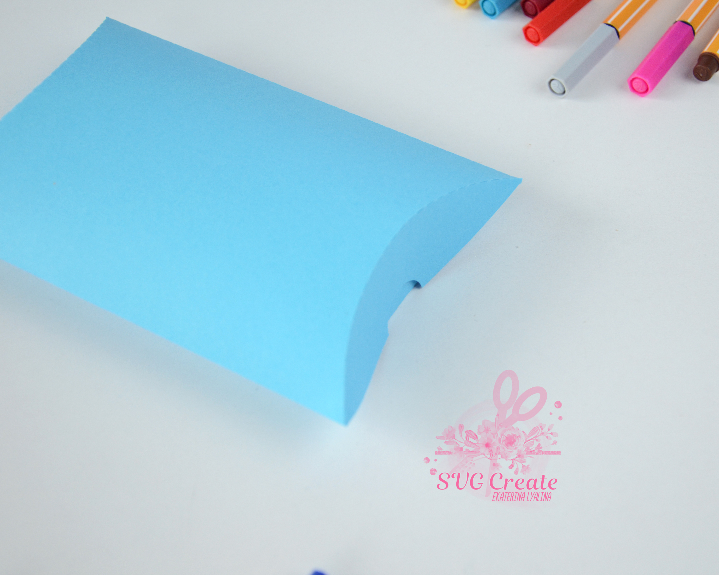 Pillow box template gift favor papercut diy paper print