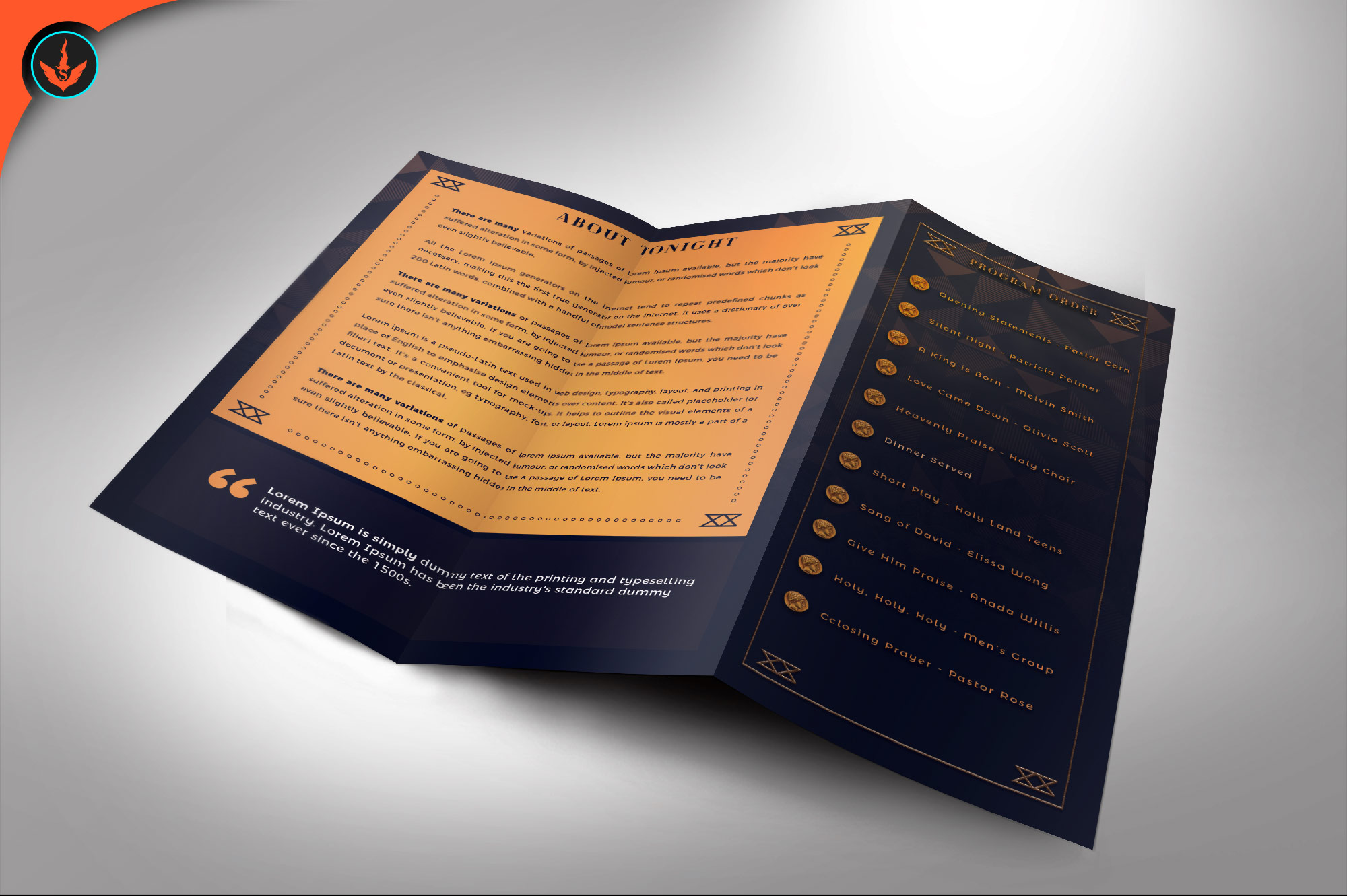 Gold Gala Tri-Fold Program Template