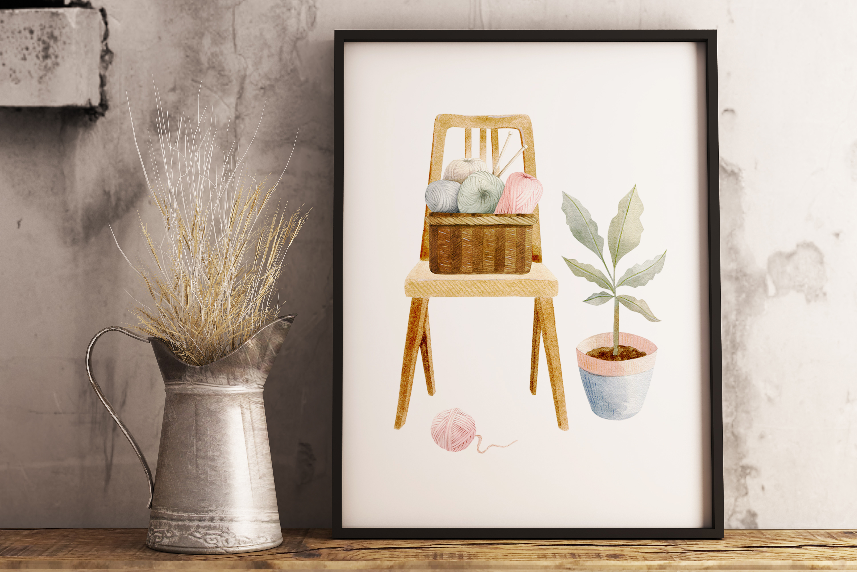 Knitting Watercolor Illustrations Collection