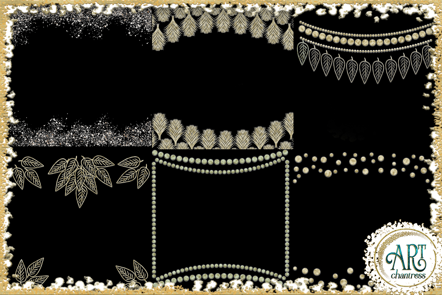 Champagne Ivory Gold Seamless Digital Papers,Border,Overlay