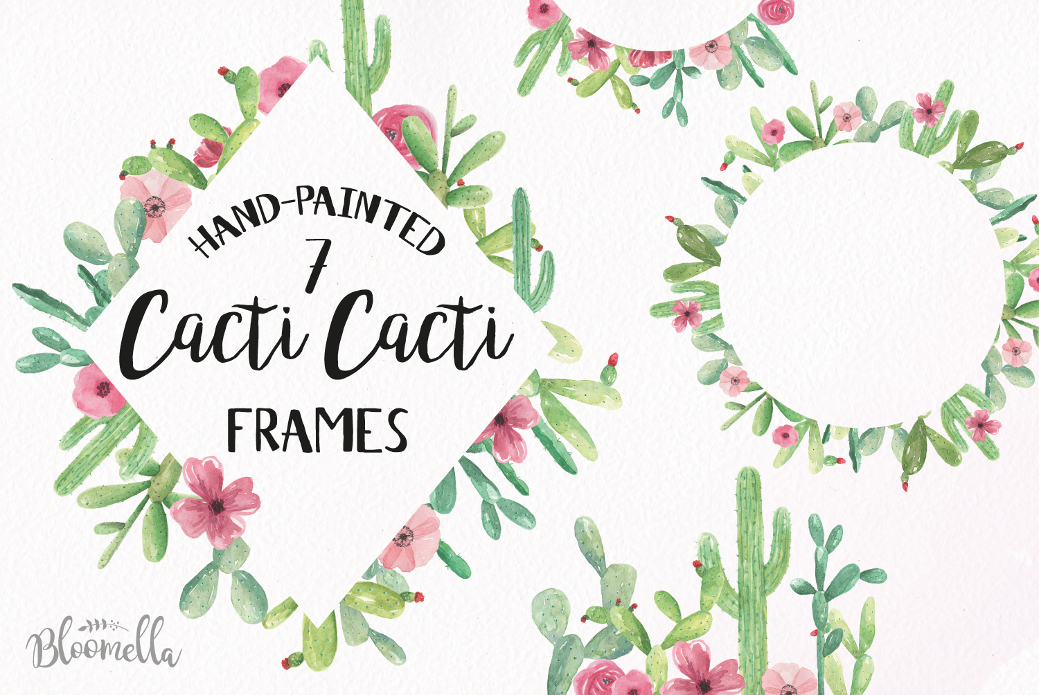 Cactus Watercolor Clipart Frames Border Flowers Cacti Cacti (100590 ...