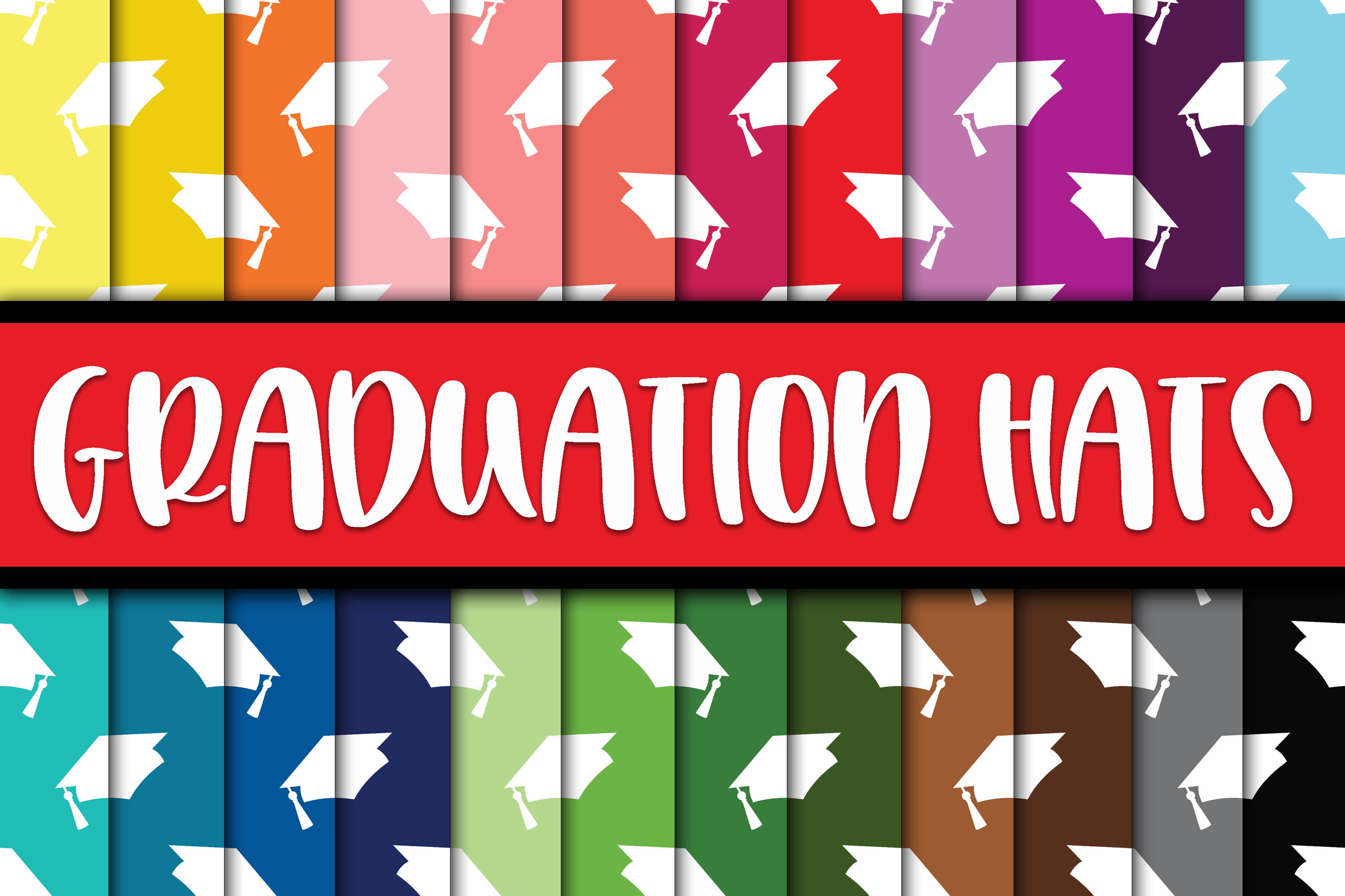 Graduation Digital Paper - Graduation Hats Backgrounds