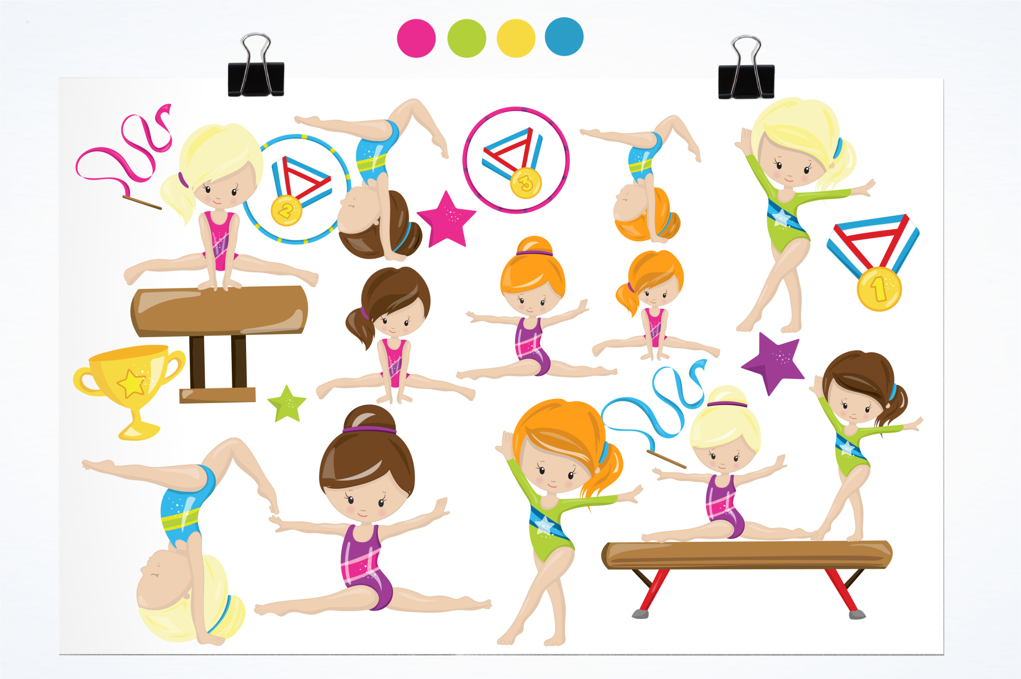 Gymnastic Girls graphics and illustrations